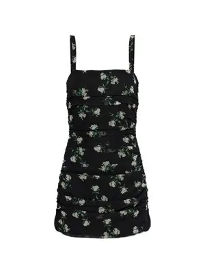 Dolce & Gabbana Floral Print Ruffle Dress - Black