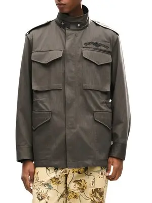 Kenzo Paris Emblem` Cotton Herringbone Military Jacket