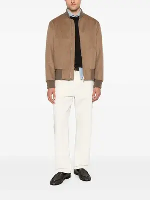 LARDINI Ribbed-trim Zip-up Bomber Jacket