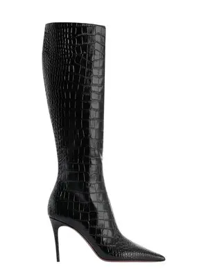 Paris Texas Crocodile-effect Boot - Black