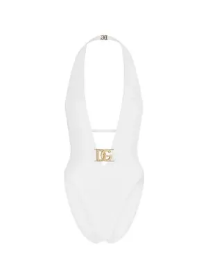 Dolce & Gabbana Plunging-neckline One-piece Swimsuit - White