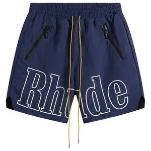 Rhude Logo Drawstring Shorts - Navy