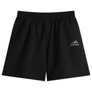 Balenciaga Logo Cotton Sweat Shorts - Black