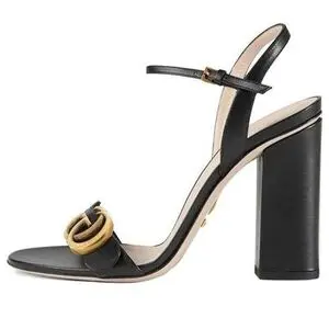 Gucci Sandal With Double G Leather - Black