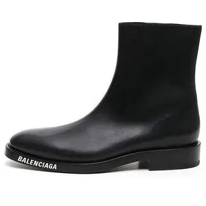 Balenciaga Logo Ankle Boots 'black - Black/white