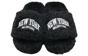 Balenciaga Furry Slides - Black