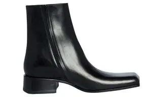 Balenciaga Square Toe Ankle Boots Leather