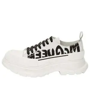 Alexander McQueen Tread Slick Low Canvas Graffiti Sneakers - White/black