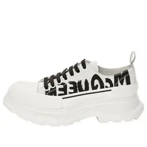Alexander McQueen Tread Slick Low Canvas Graffiti Sneakers - White/black