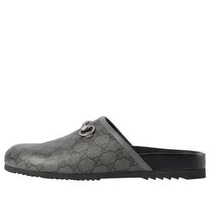 Gucci Gg Supreme Mule With Horsebit 'grey Black - Grey/black