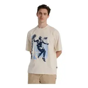 NEW BALANCE Hoops Graphic Vintage T-shirt Asia Sizing 'beige Blue - Beige/blue