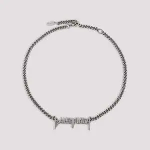 Balenciaga Typo Metal Necklace In Brass - Metallic