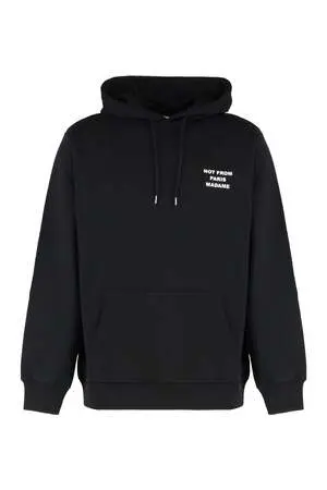 Drole De Monsieur Slogan Cotton Hoodie - Black