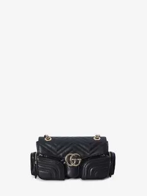 Gucci Marmont Gg Mini Handbag - Black