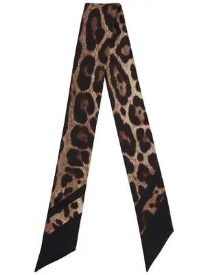 Dolce & Gabbana Silk Bandeau Scarf 100 Cm X 6 Cm - Brown