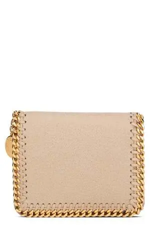 Stella McCartney Falabella-inspired Mini Wallet With Embossed Details, 11 Cm X 9 Cm - Beige