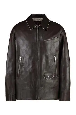 Gucci Lamb & Calf Leather Jacket With Contrasting Details - Brown