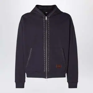 Fendi Knit Zip-up Sweater With Contrasting Stitch Detail