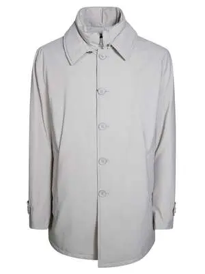 Herno Rain Jacket With Stand Collar And Button Details - Beige