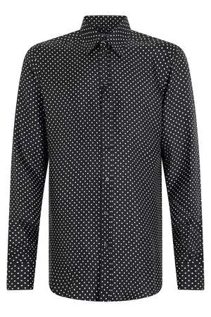 Dolce & Gabbana Silk Twill Polka Dot Long-sleeve Button-up Shirt - Black
