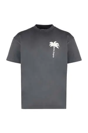 Palm Angels Palm Tree-print Cotton T-shirt - Grey