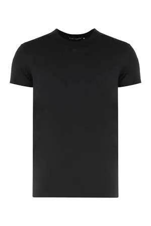 Dolce & Gabbana Cotton Crew-neck T-shirt With Ribbed Collar - Black