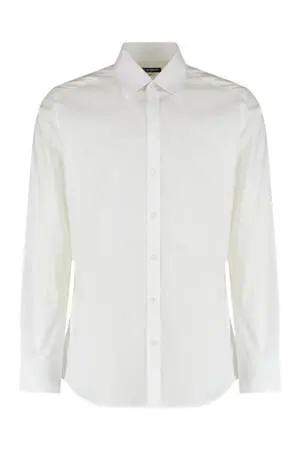 Dolce & Gabbana 100% Cotton Crewneck Shirt With Rounded Hem