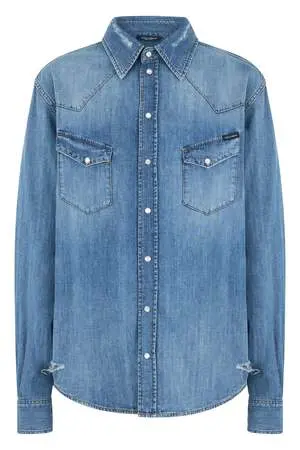Dolce & Gabbana Classic Cotton Shirt With Button-down Pockets - Denim
