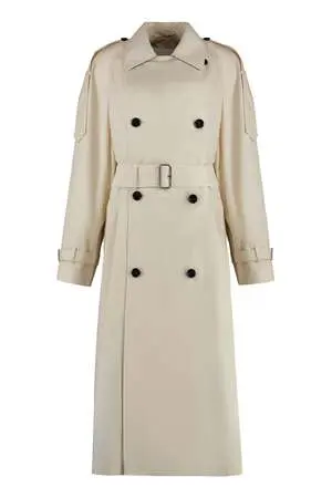 Burberry Gabardine Trench Jacket With Buckled Cuffs And Back Slit Hem