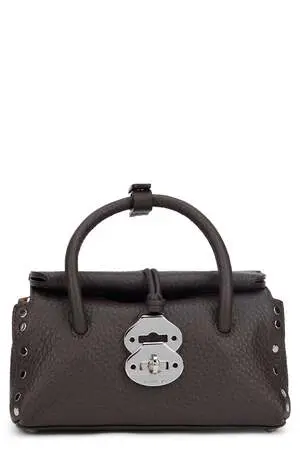 ZANELLATO Dotta Structured Mini Shoulder Handbag With Calfskin Front Detail - Brown