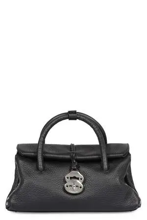 ZANELLATO Centauro S Grainy Leather Dotta Handbag With Removable Shoulder Strap - Black