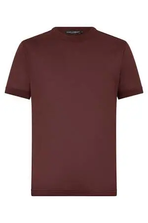 Dolce & Gabbana Essential Silk T-shirt With Short Sleeves And Round Neck - Red