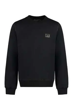 Dolce & Gabbana Ribbed Cotton Crew-neck Sweatshirt - Black