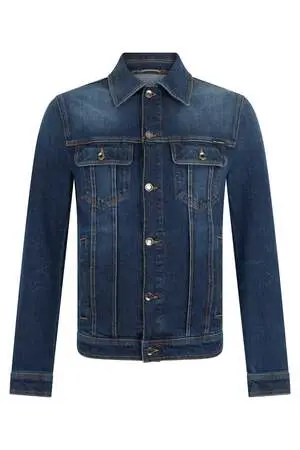 Dolce & Gabbana Classic Fit Denim Shirt Jacket With Button Cuffs And Side Pockets - Blue