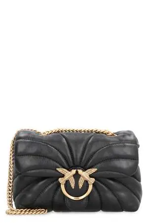 Pinko Pink Love Puff Mini Crossbody Handbag, 21cm - Black