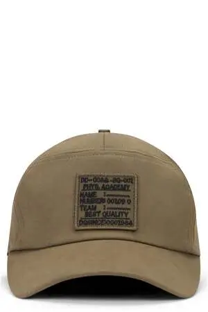 Dolce & Gabbana Cotton Hat With Embroidered Front Graphic And Adjustable Back - Khaki