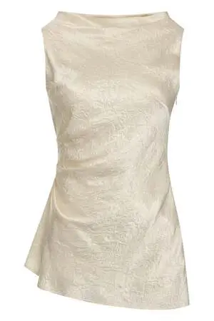 Alexander McQueen Draped Asymmetric Satin Top - Panna