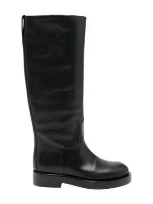 Paris Texas Nappa Leather Flat Ankle Boots With Pull Tab And 20mm Heel - Black