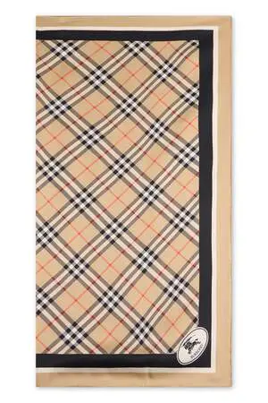 Burberry Silk Scarf With Classic Check Pattern, 90 X 90 Cm