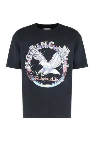 Rhude Cotton T-shirt With Front Print - Black