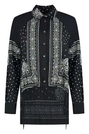 Pinko Printed Viscose Shirt With Bandana Print & Drawstring Hem