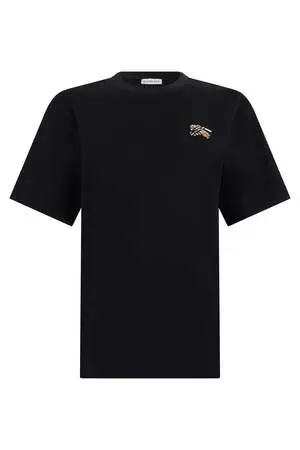 Burberry Embroidered Logo Cotton T-shirt - Black