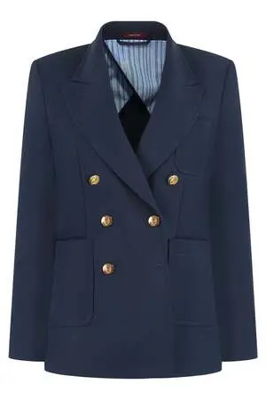 Gucci Cotton Double-breasted Blazer With Notched Lapel And Back Slit