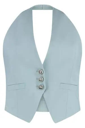 Pinko Moretta Single-breasted Vest - Light Blue