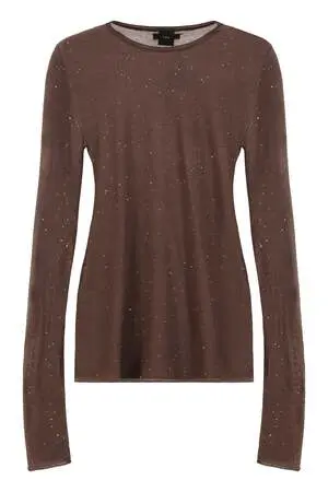 Pinko Pico Long Sleeve Sequin Top - Brown
