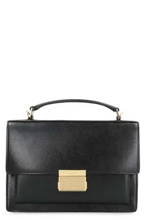 GOLDEN GOOSE Venezia Mini Cow Leather Crossbody Handbag - Black