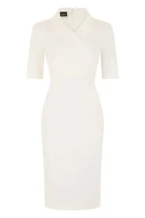 Pinko Fitted Midi Dress With V-neck And Bow Detail - White