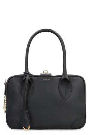 GOLDEN GOOSE Vita Mini Leather Handbag With Turn-lock Closure - Black