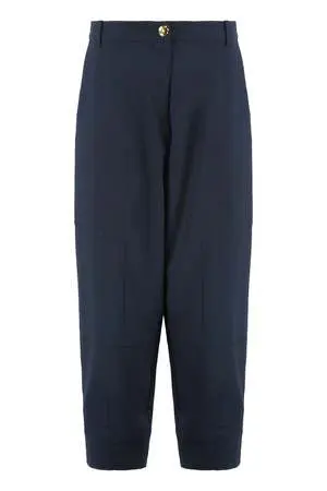 Pinko Wool-blend Loose-fit Trousers With Button-and-zip Closure