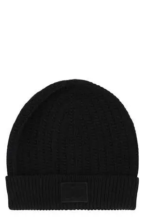 Dolce & Gabbana Minimalist Logo Knit Wool Beanie Hat - Black